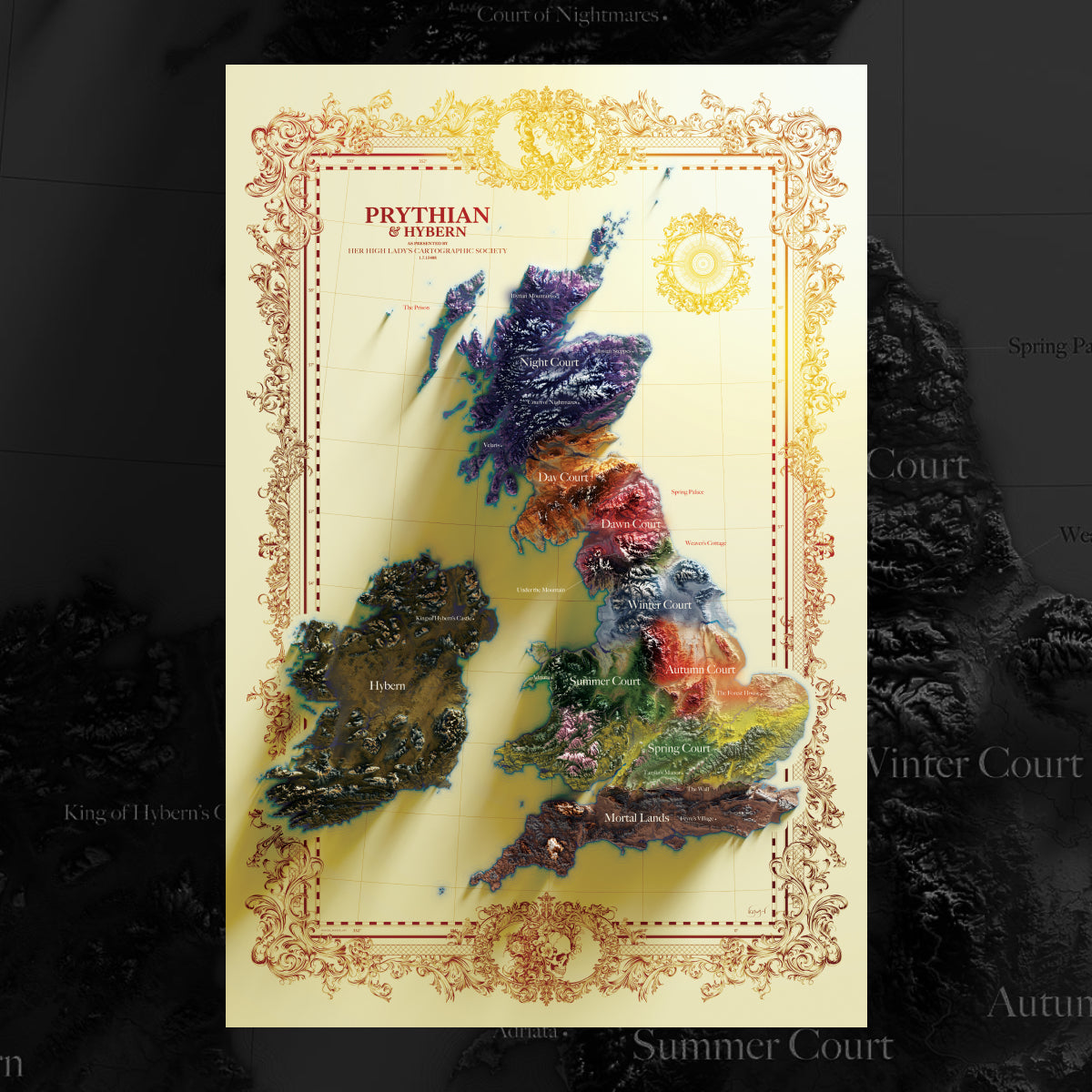 3D Relief Map of Prythian - ACOTAR | Fantasy Map for Collectors – Way ...